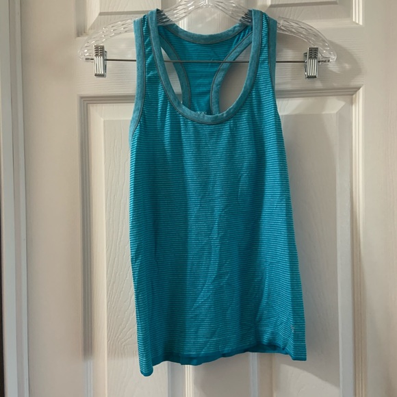 Danskin Now | Tops | Danskin Now Blue Striped Racerback Tank Top Xs ...